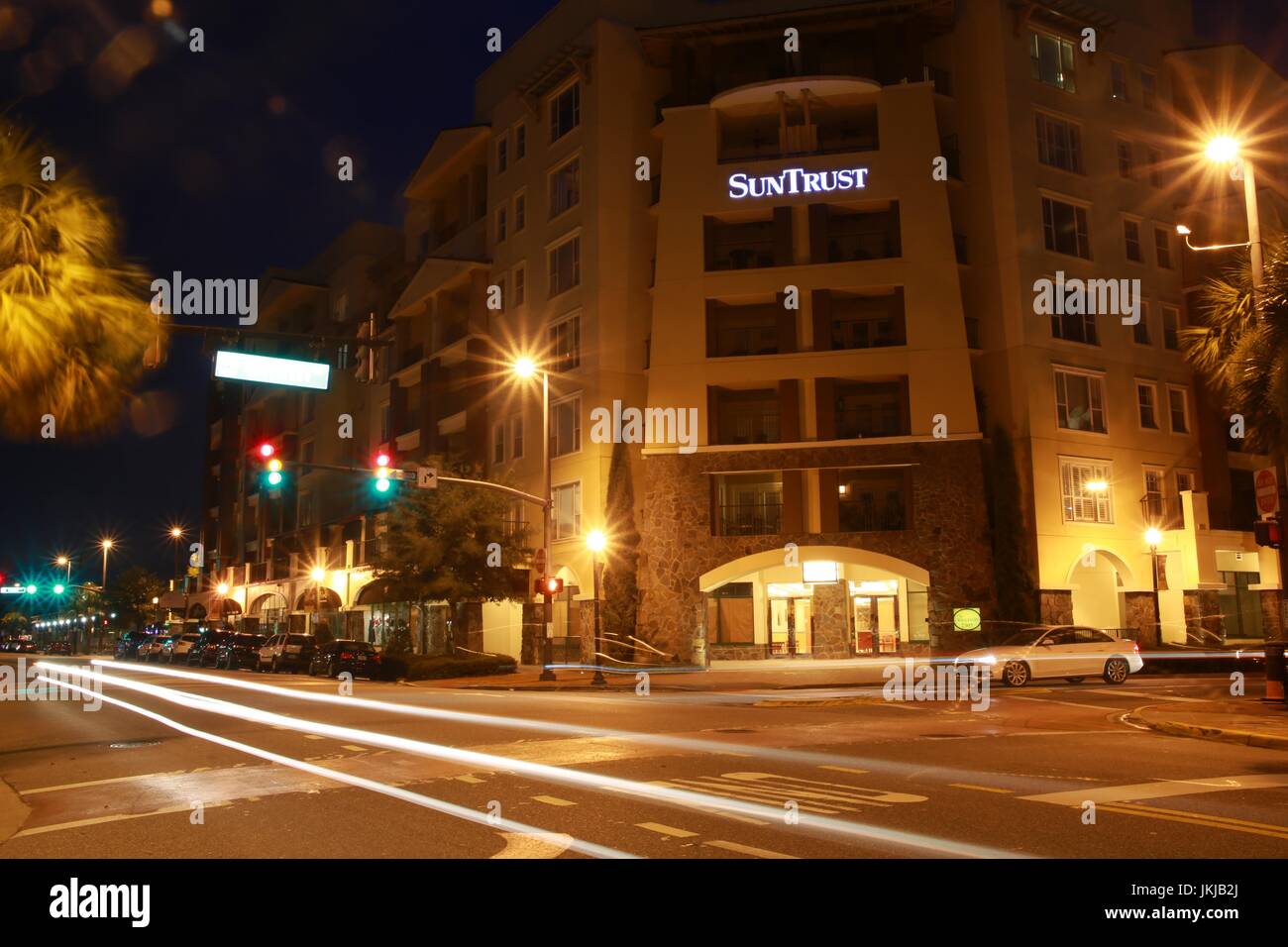 Traffic Intersection at Smith Street College Park Orlando at Night ...