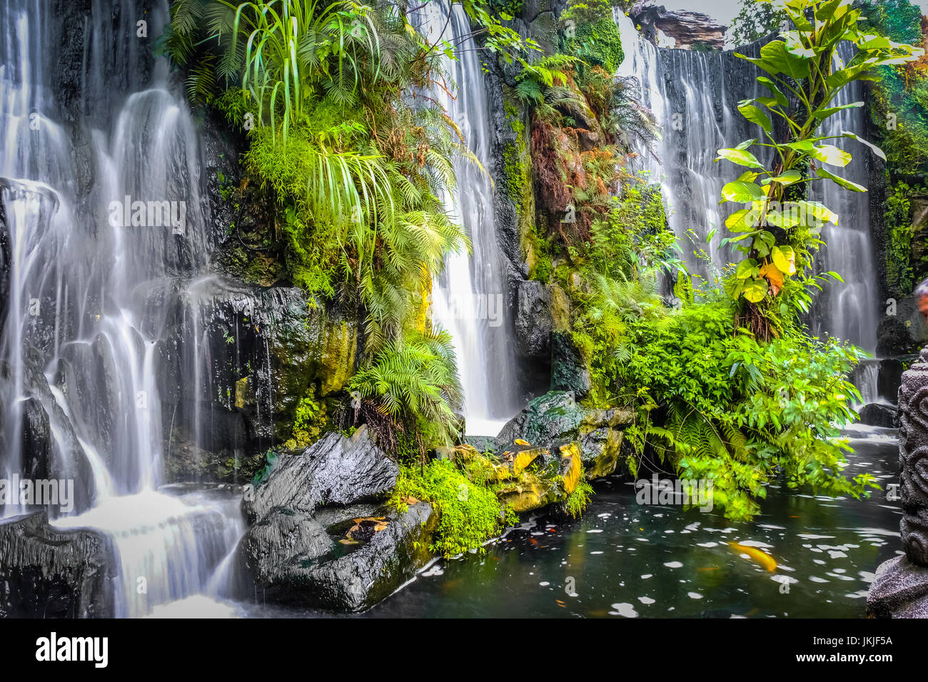 Waterfall in a temple in Taipei - August 2016 Stock Photo - Alamy