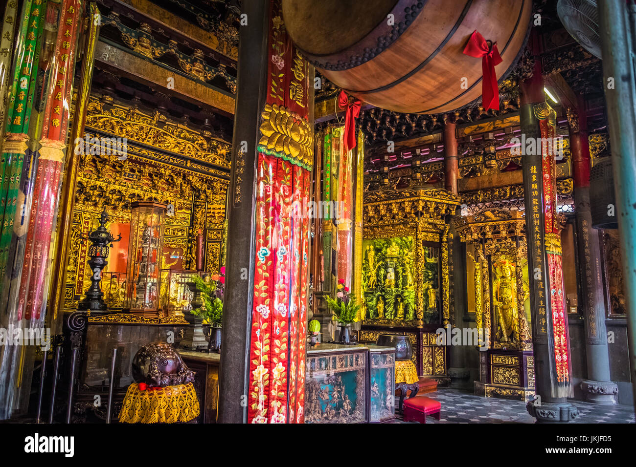 Richly decorated prayer room in a temple in Taipei - August 2016 Stock ...