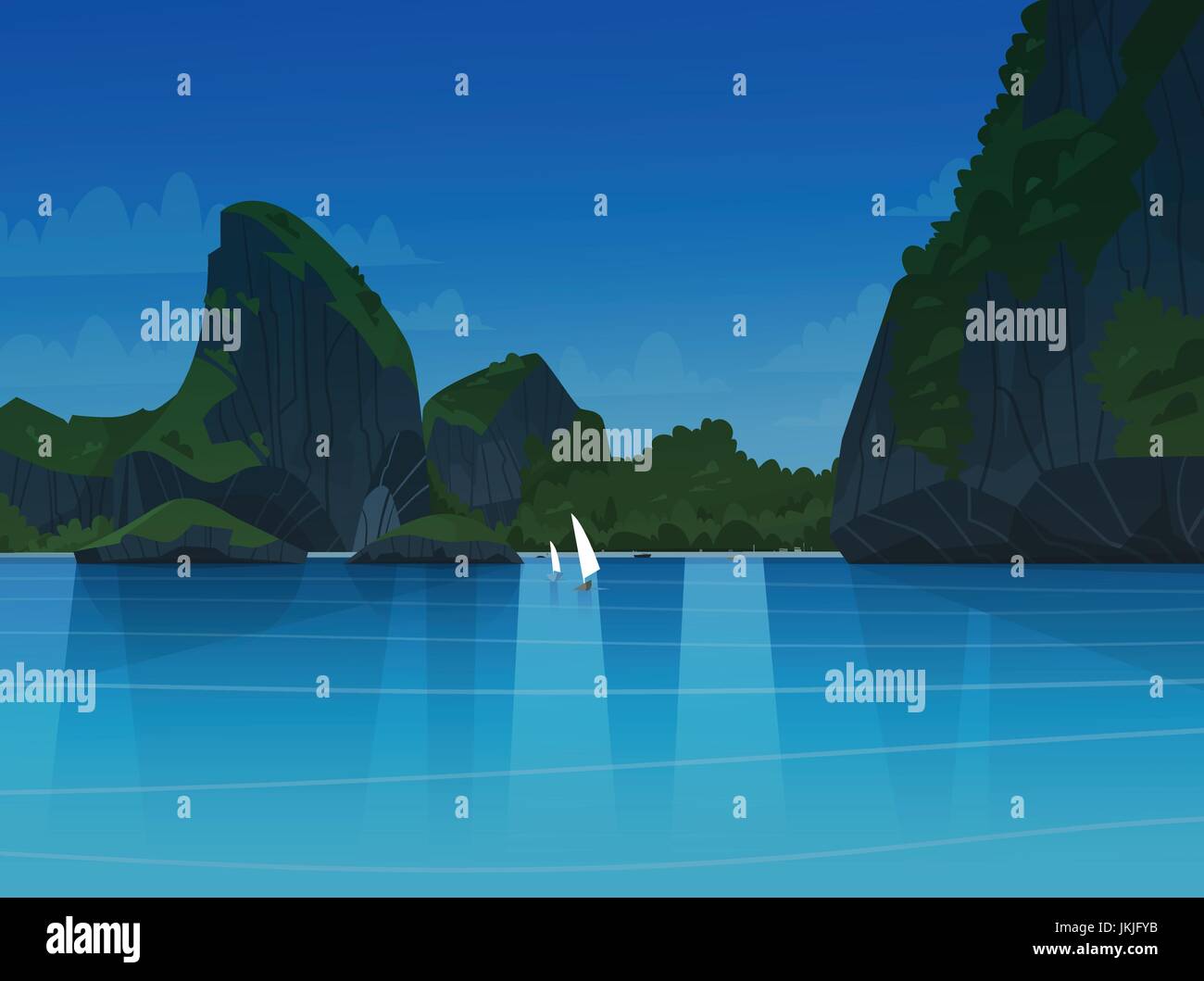 Sea night view Stock Vector Images - Alamy