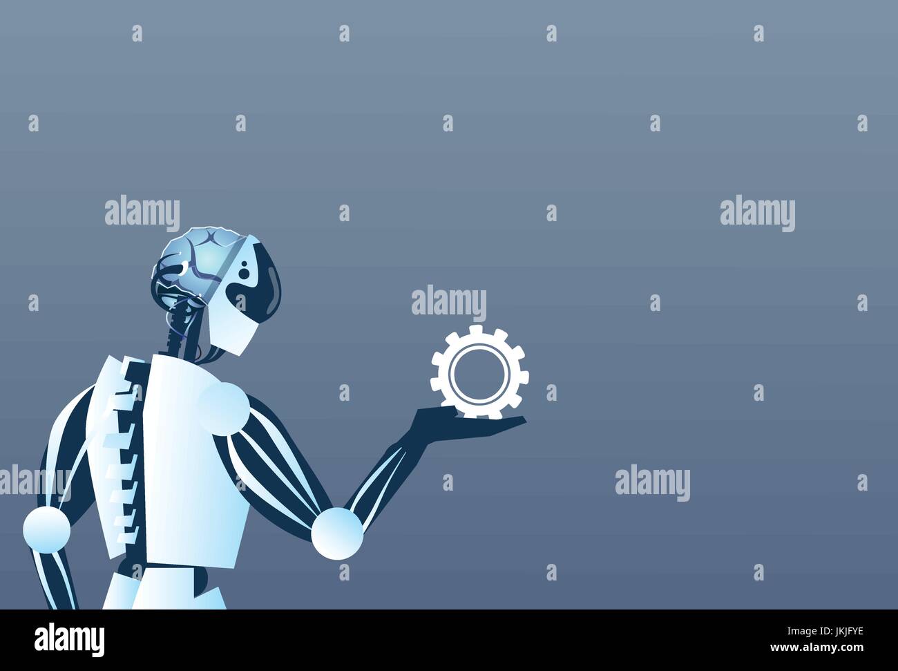 Modern Robot Hold Cog Wheel Artificial Intelligence Technology Stock ...