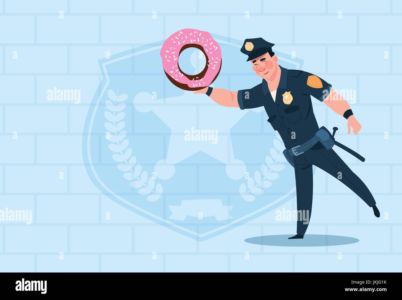 Cartoon illustration man eating donut hi-res stock photography and ...