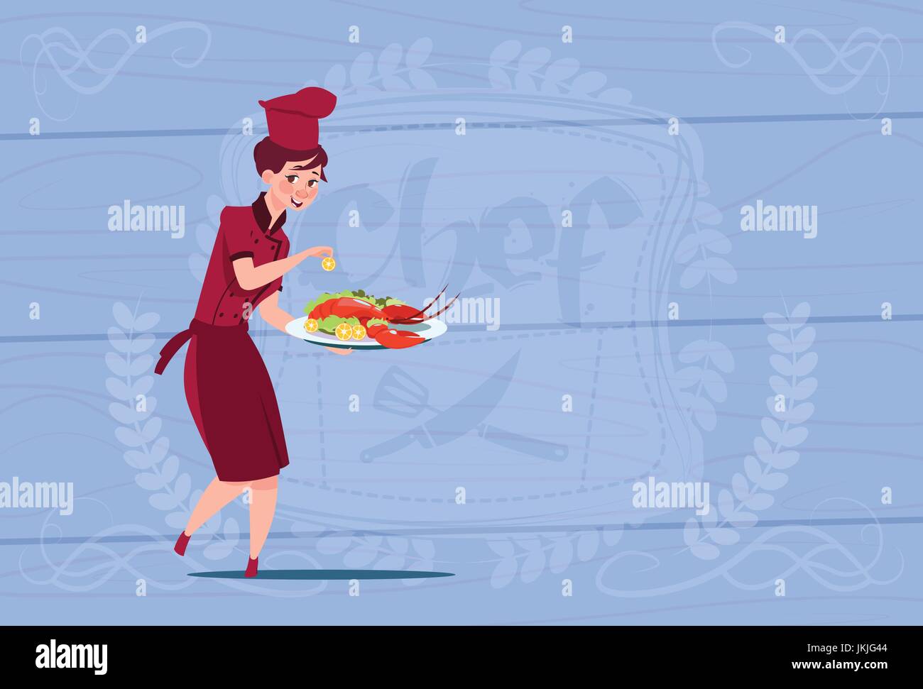 Chef in restaurant cooking serving Stock Vector Images - Alamy