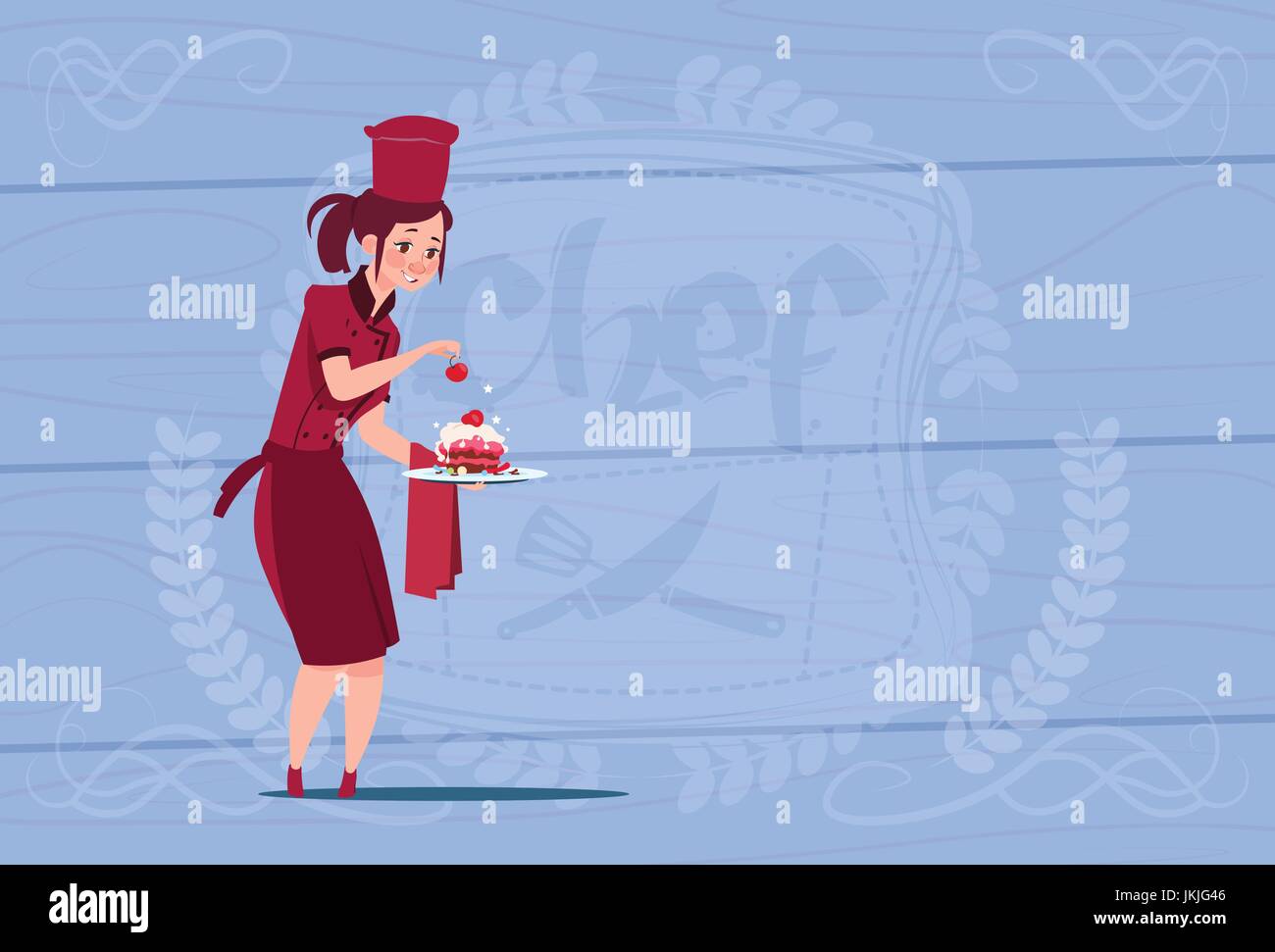 Lady serving dinner Stock Vector Images - Alamy