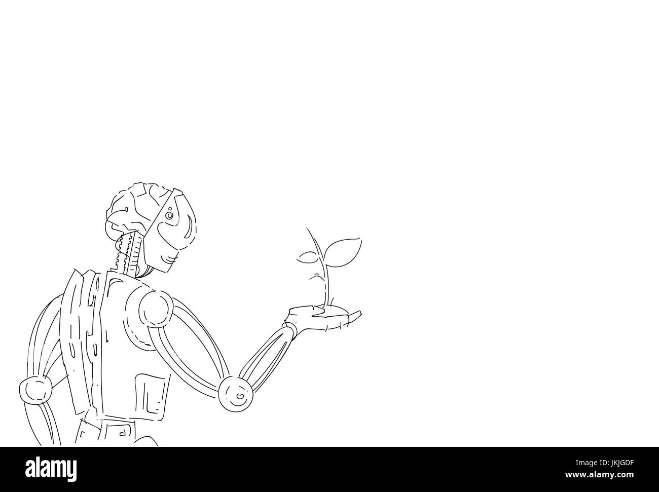 Modern Robot Hold Plant Artificial Intelligence Technology Stock Vector ...