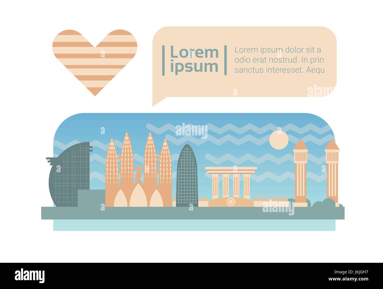 Barcelona Street City Buildings Facade Skyline Cartoon Stock Vector ...