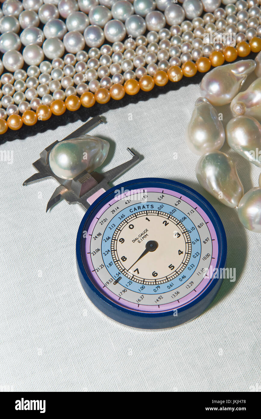 Caliber used to measure the diameter of the pearls Stock Photo - Alamy