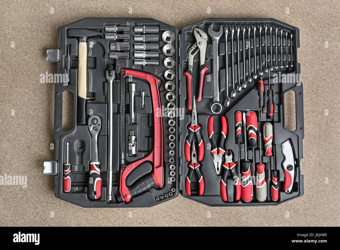 Toolbox with black-red instruments Stock Photo - Alamy