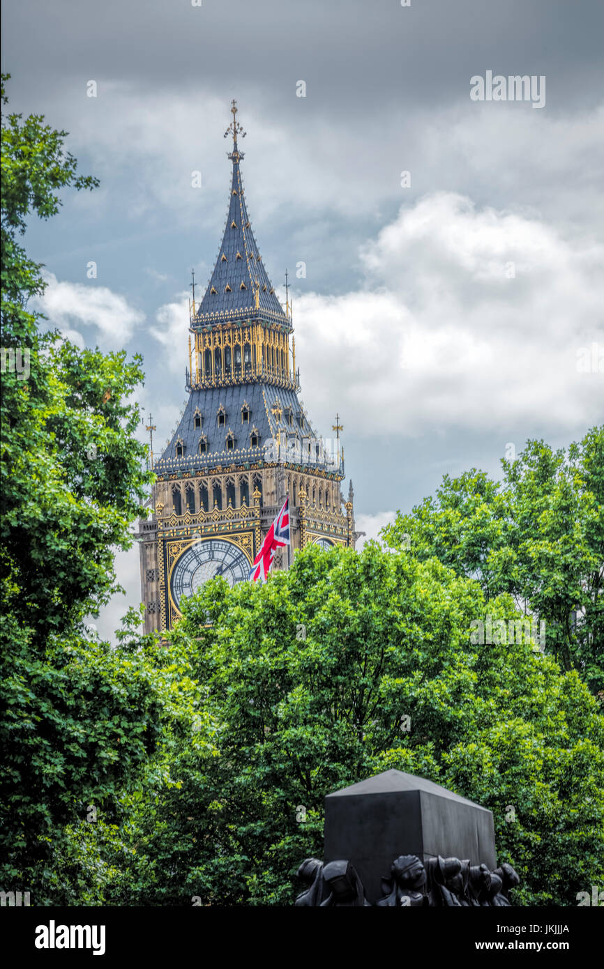 Big ben behind trees hi-res stock photography and images - Alamy