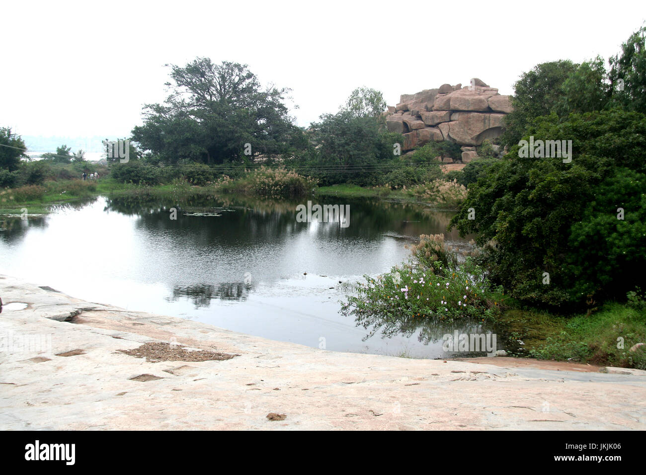 Tungabhadra River and surrounding landscape at Hampi, India, Asia Stock ...