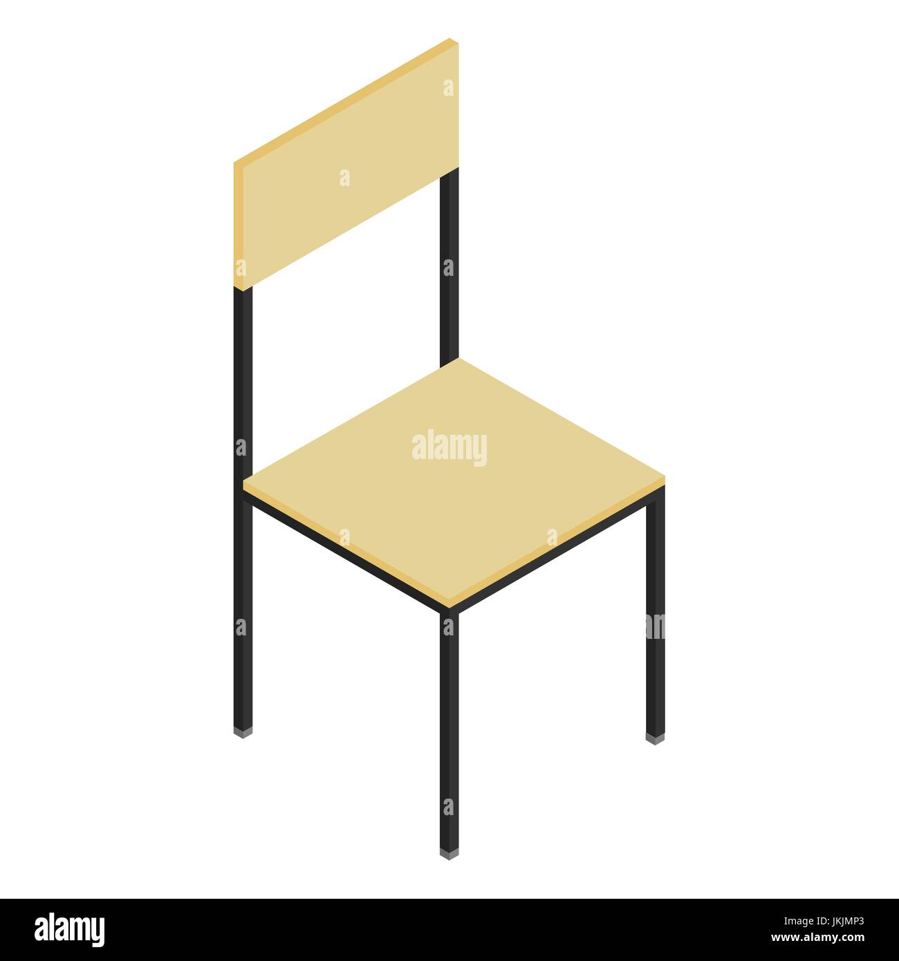 Vector illustration 3d isometric perspective wooden room chair icon ...