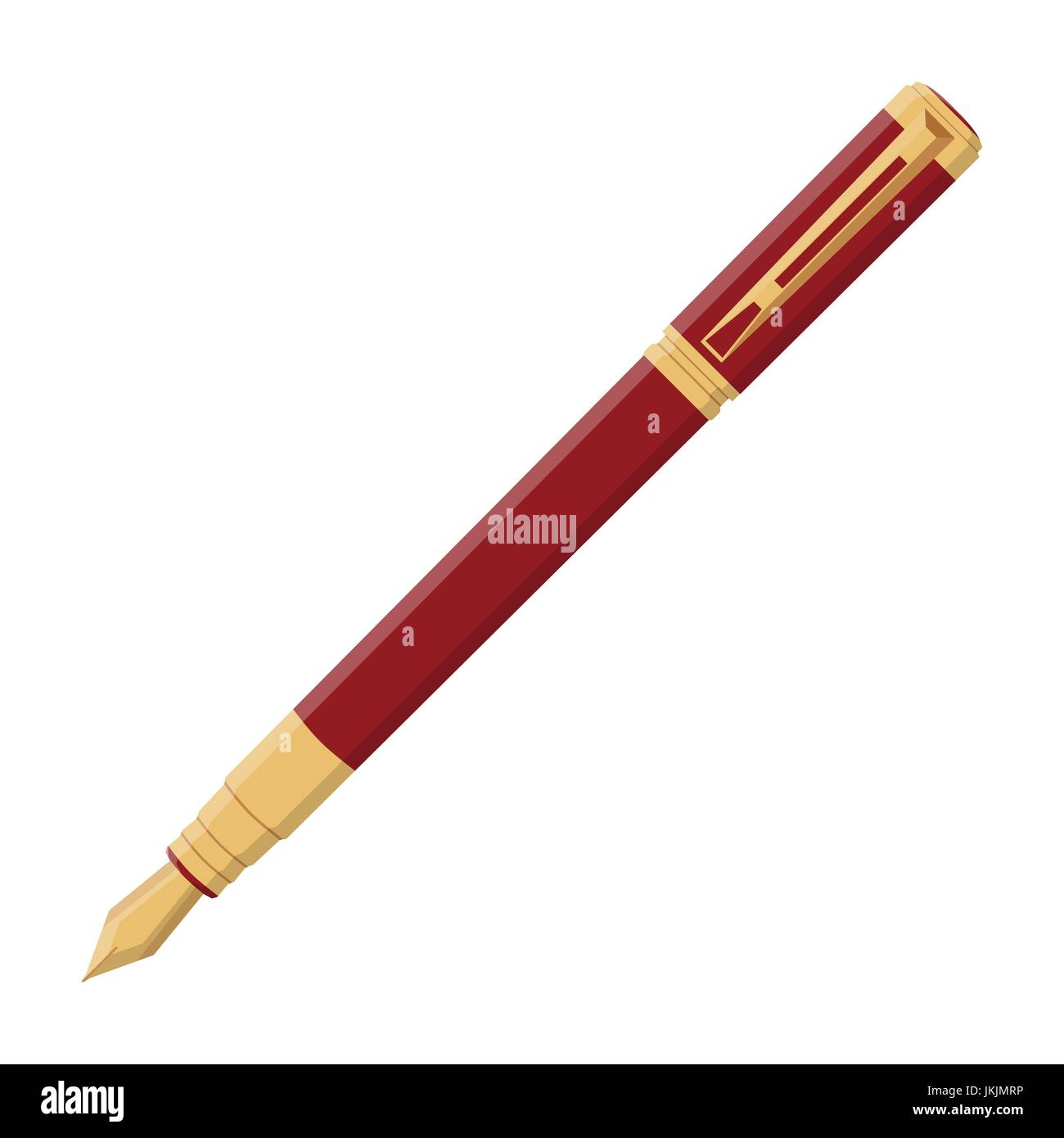 Vector illustration golden vintage fountain pen. Old fashioned fountain ...