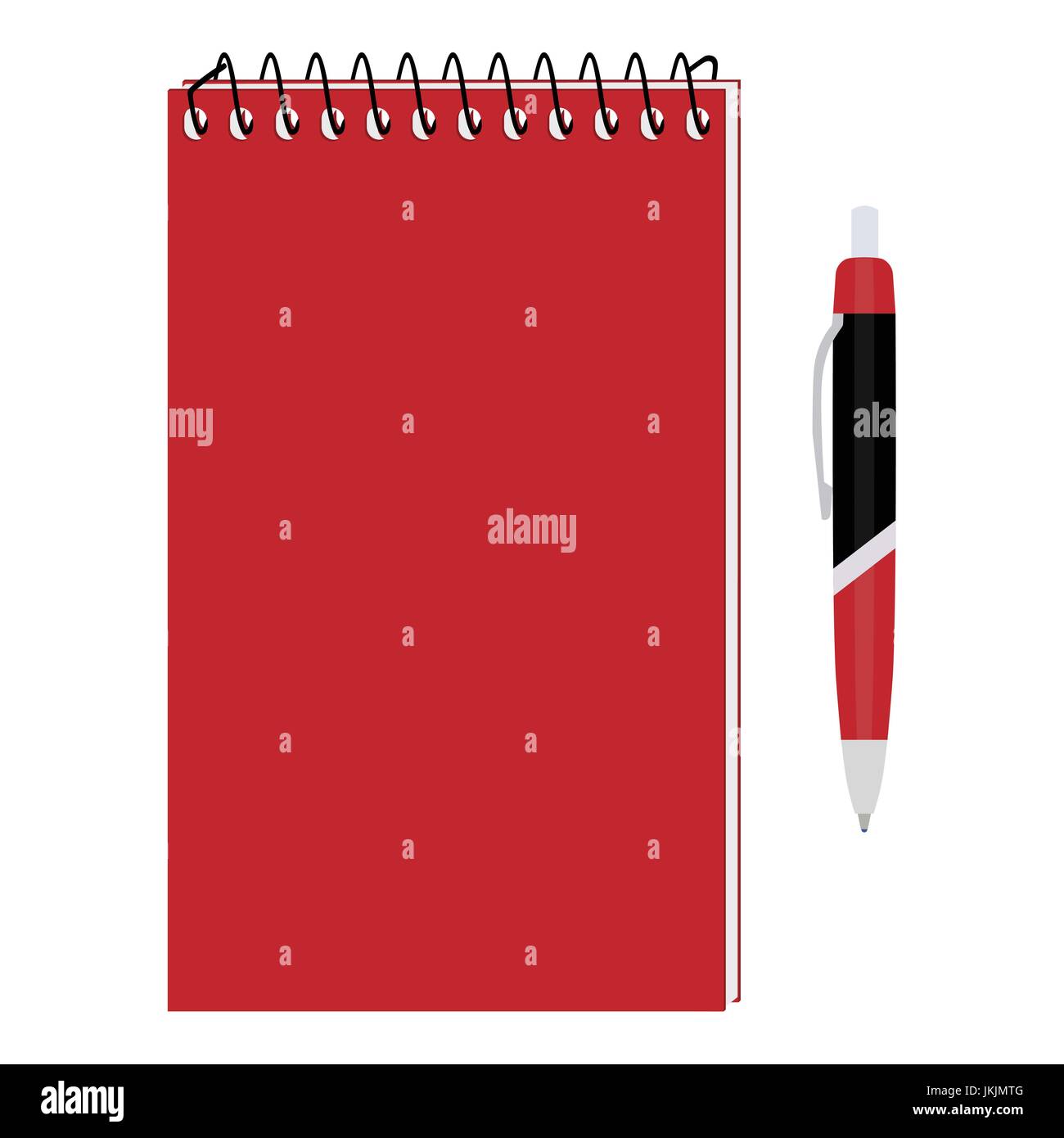 Vector illustration of red spiral notepad, diary, notebook or personal ...