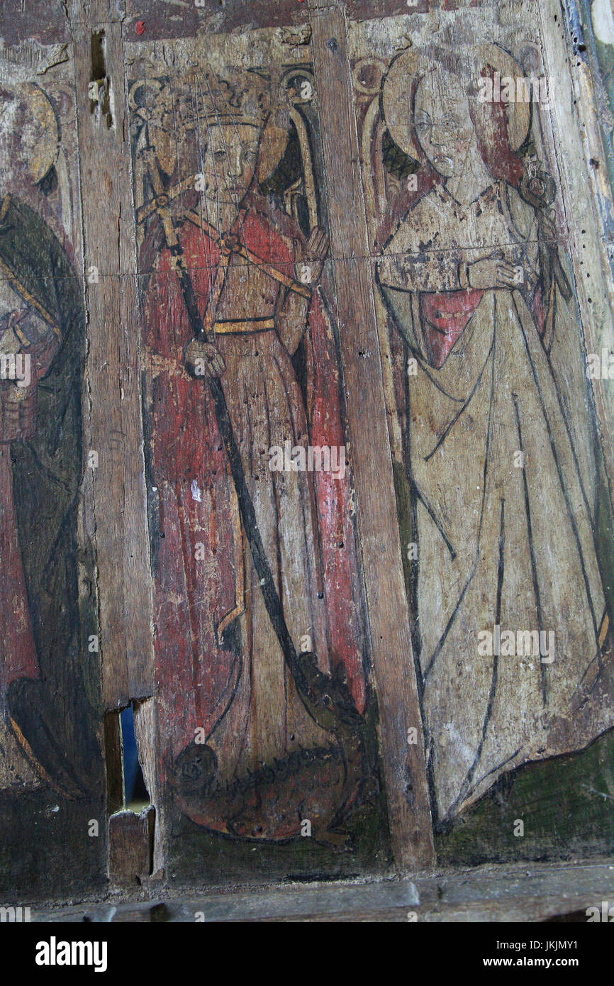 Medieval rood screen paintings, St Andrew church, Westhall, Suffolk ...