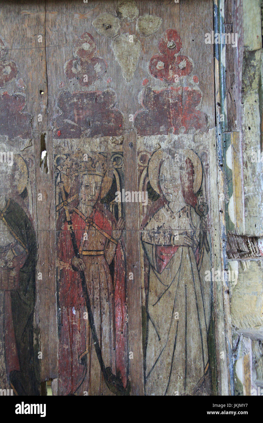 Medieval rood screen paintings, St Andrew church, Westhall, Suffolk ...
