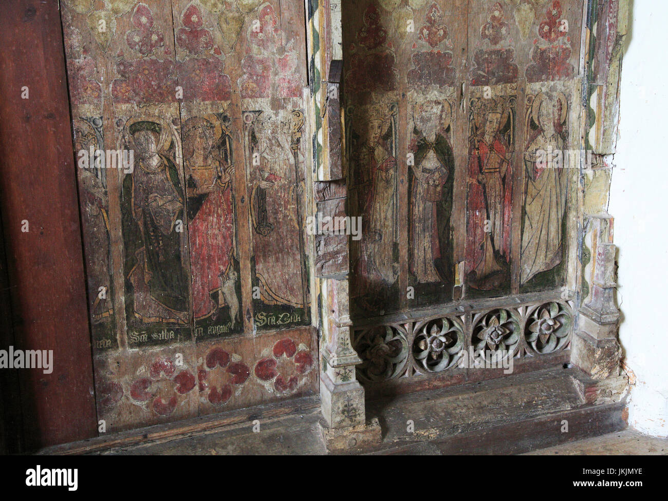 Medieval rood screen paintings, St Andrew church, Westhall, Suffolk ...
