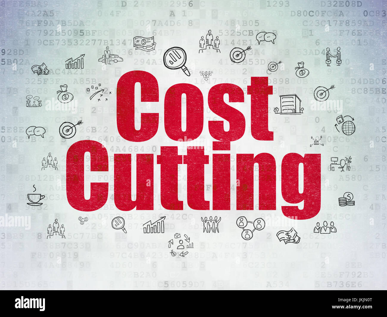 Finance concept: Cost Cutting on Digital Data Paper background Stock ...