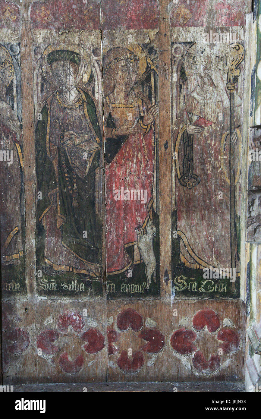 Medieval rood screen paintings, St Andrew church, Westhall, Suffolk ...