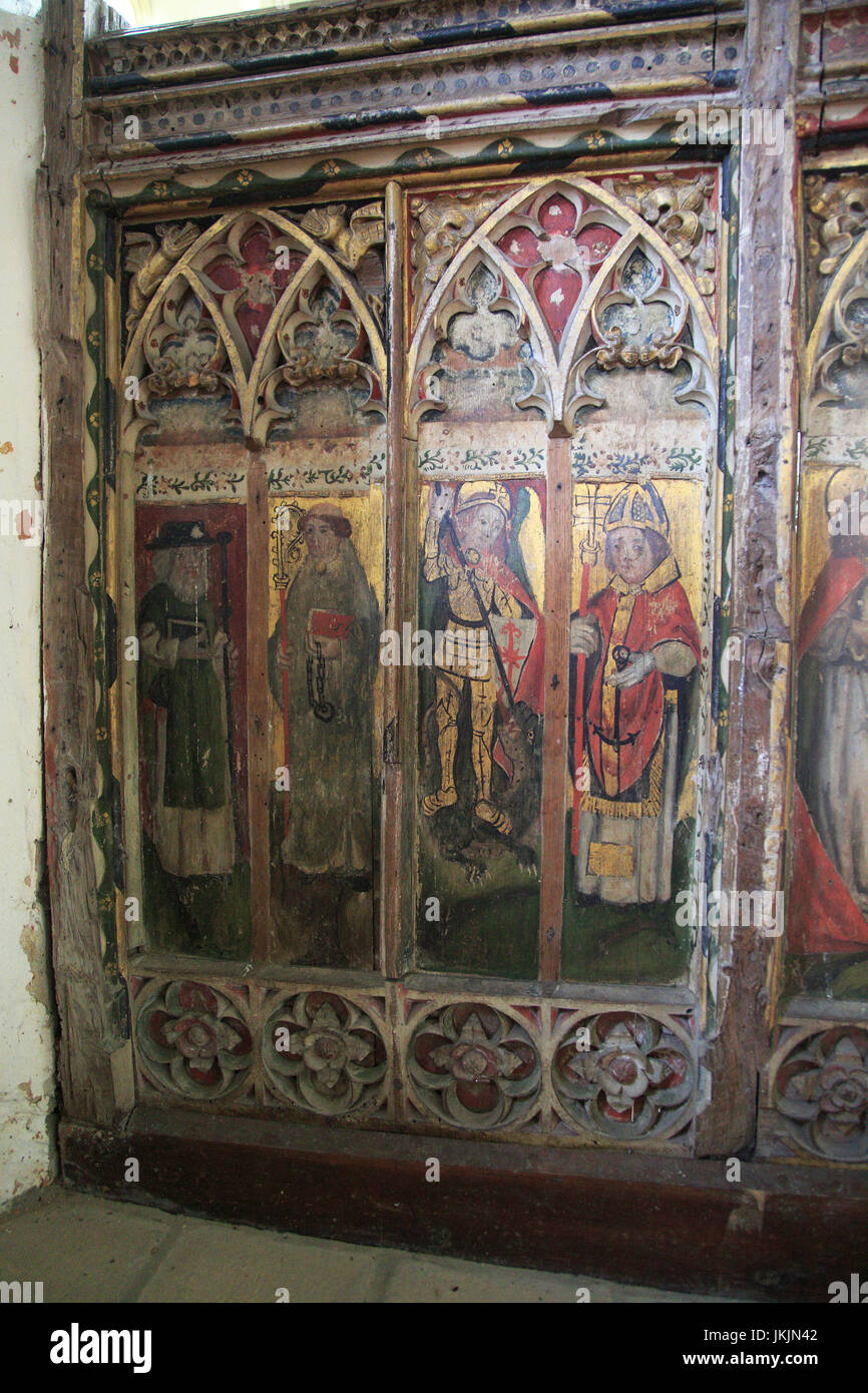 Medieval rood screen paintings, St Andrew church, Westhall, Suffolk ...