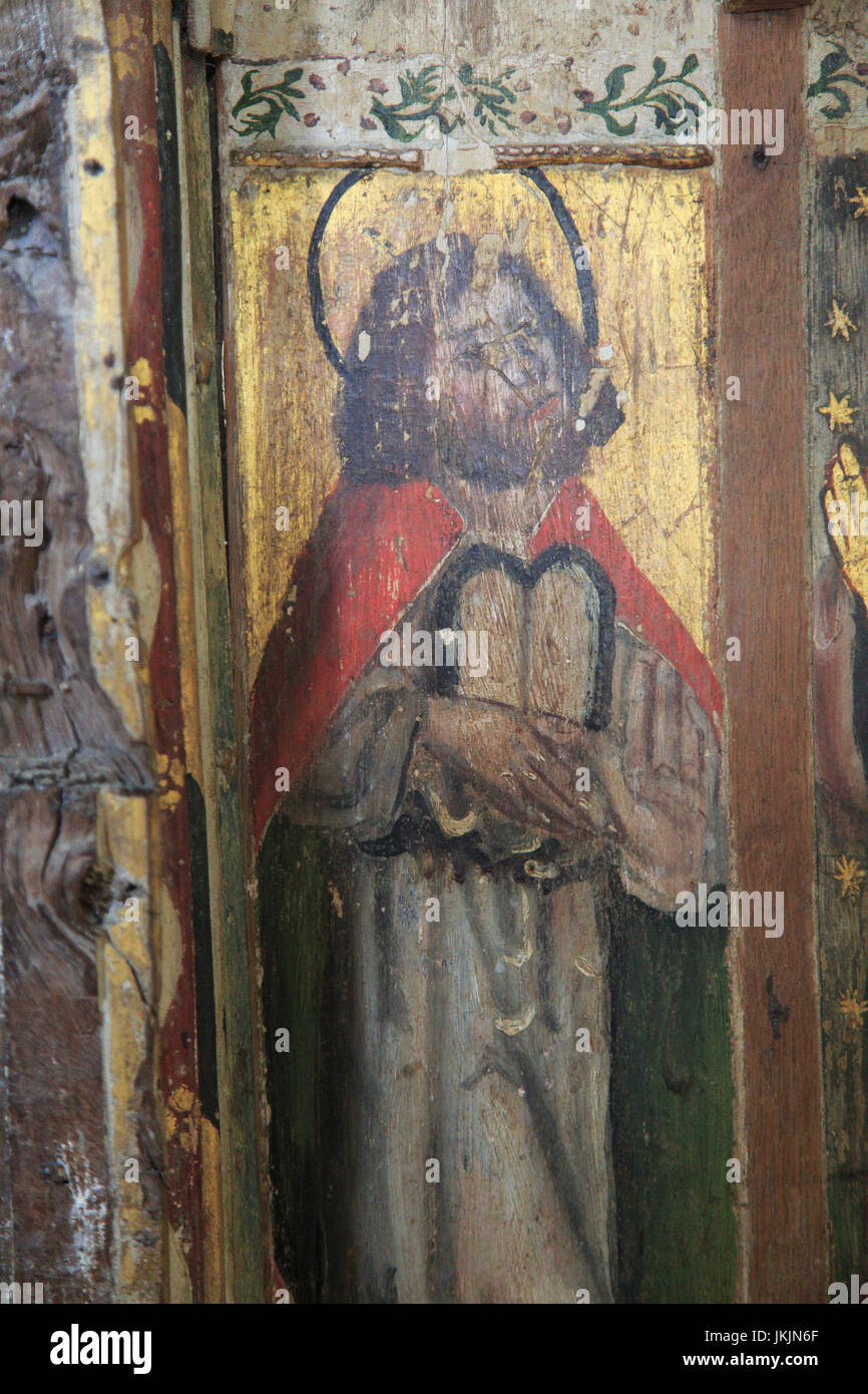 Moses medieval rood screen paintings, St Andrew church, Westhall ...