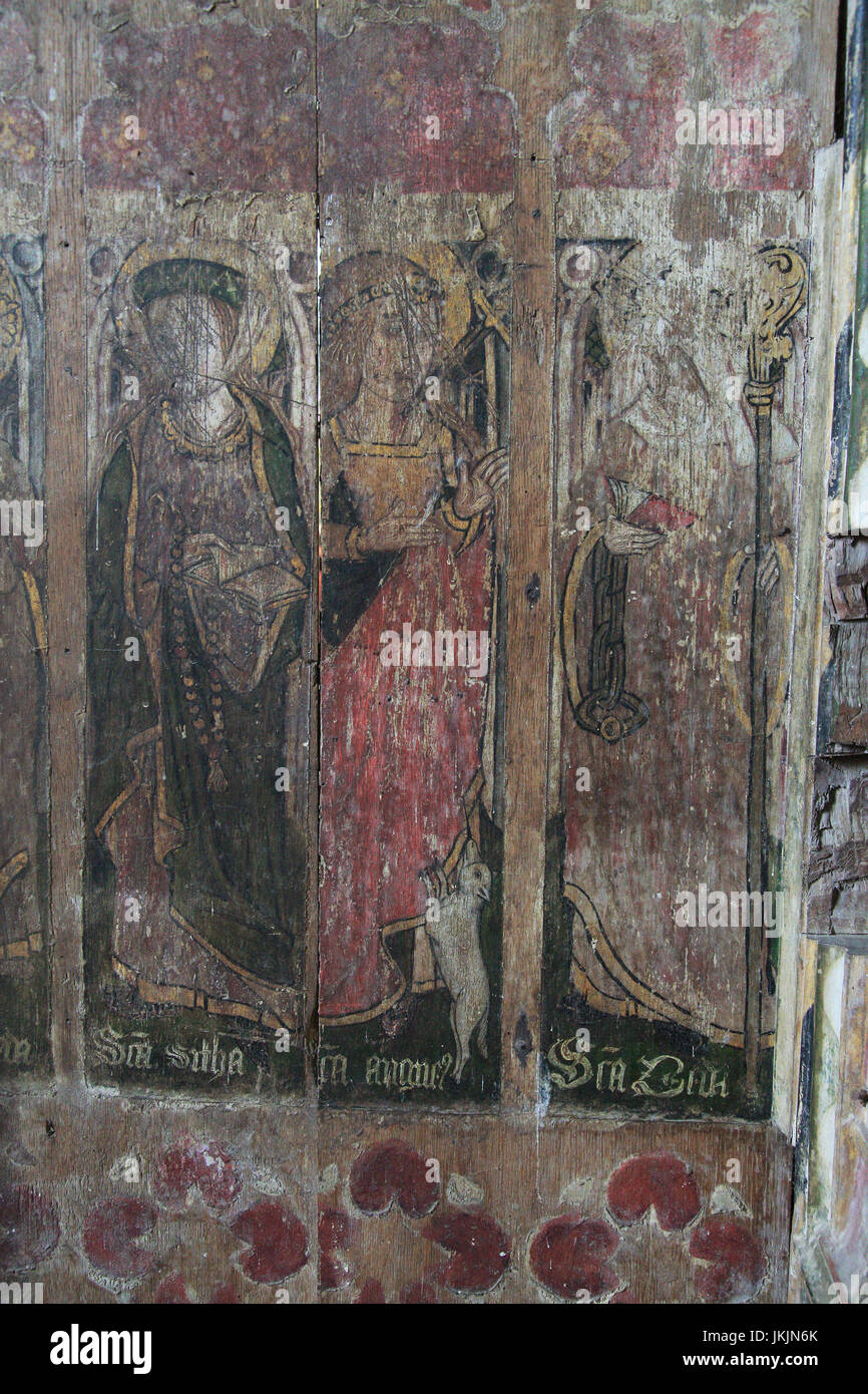 Medieval rood screen paintings, St Andrew church, Westhall, Suffolk ...