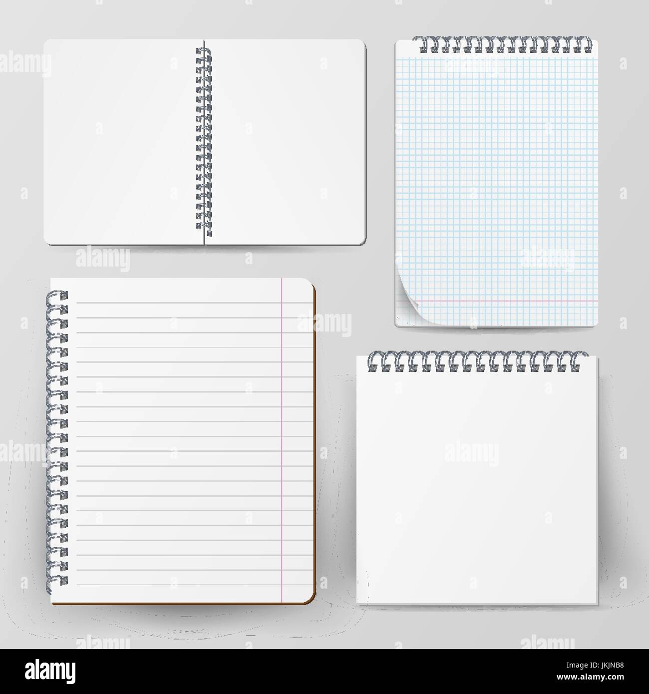 Notebook Set With Coil Spiral. Vector Spiral Notepad. Clean Mock Up For ...