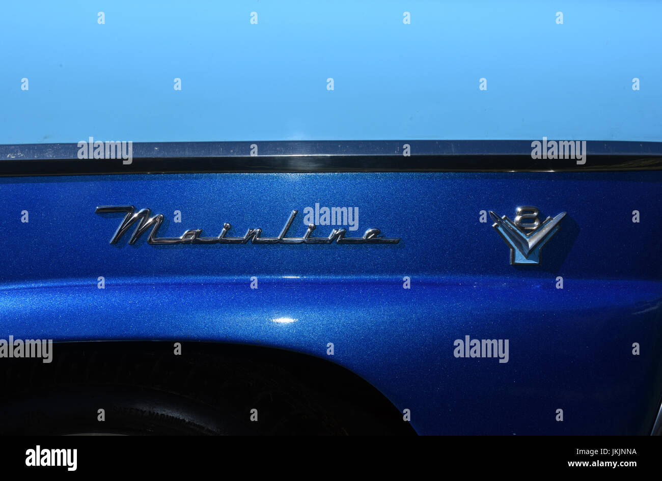 Side badges on Australian Ford Mainline V8 utility Stock Photo - Alamy