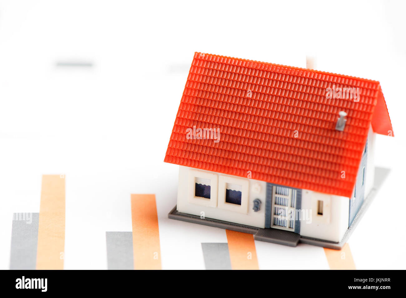 House model and calculator on chart document Stock Photo - Alamy