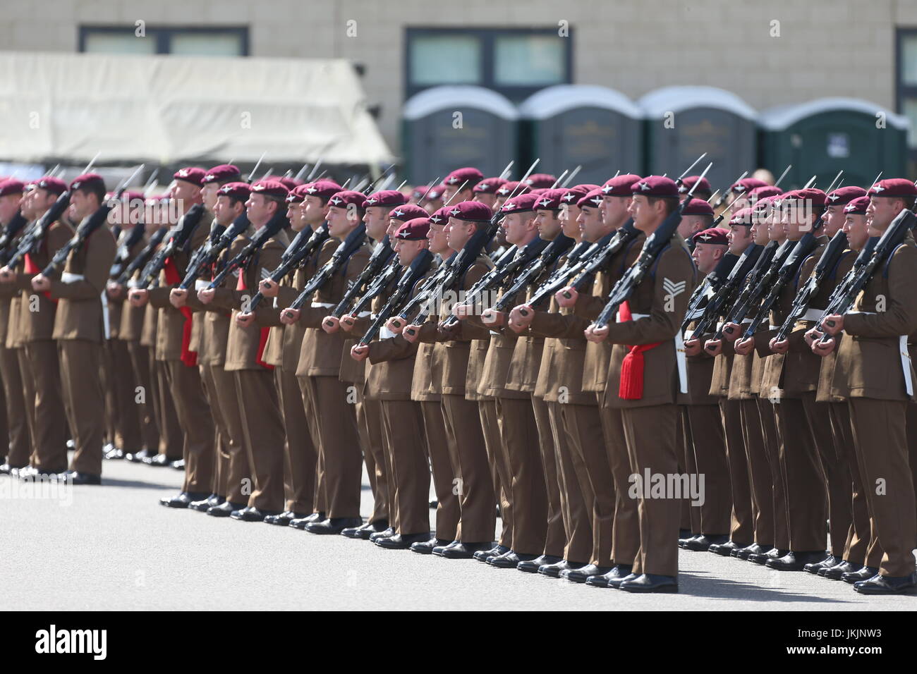 Charles, Prince of Wales visits the parachute regiment at Merville ...
