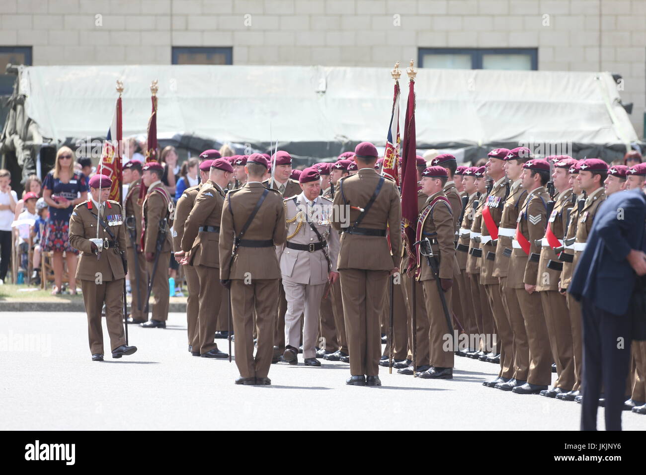 Charles, Prince of Wales visits the parachute regiment at Merville ...