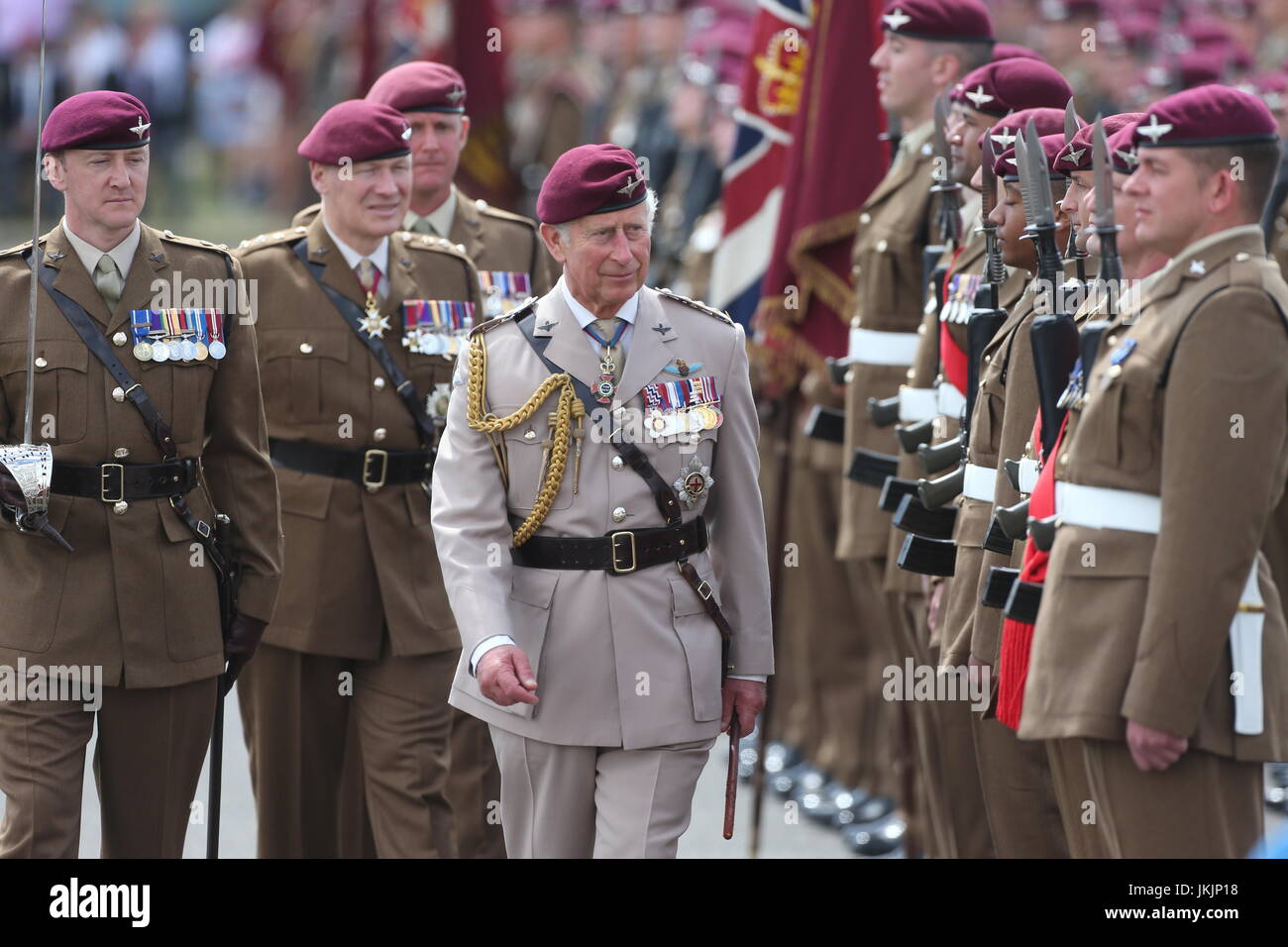 Charles, Prince of Wales visits the parachute regiment at Merville ...