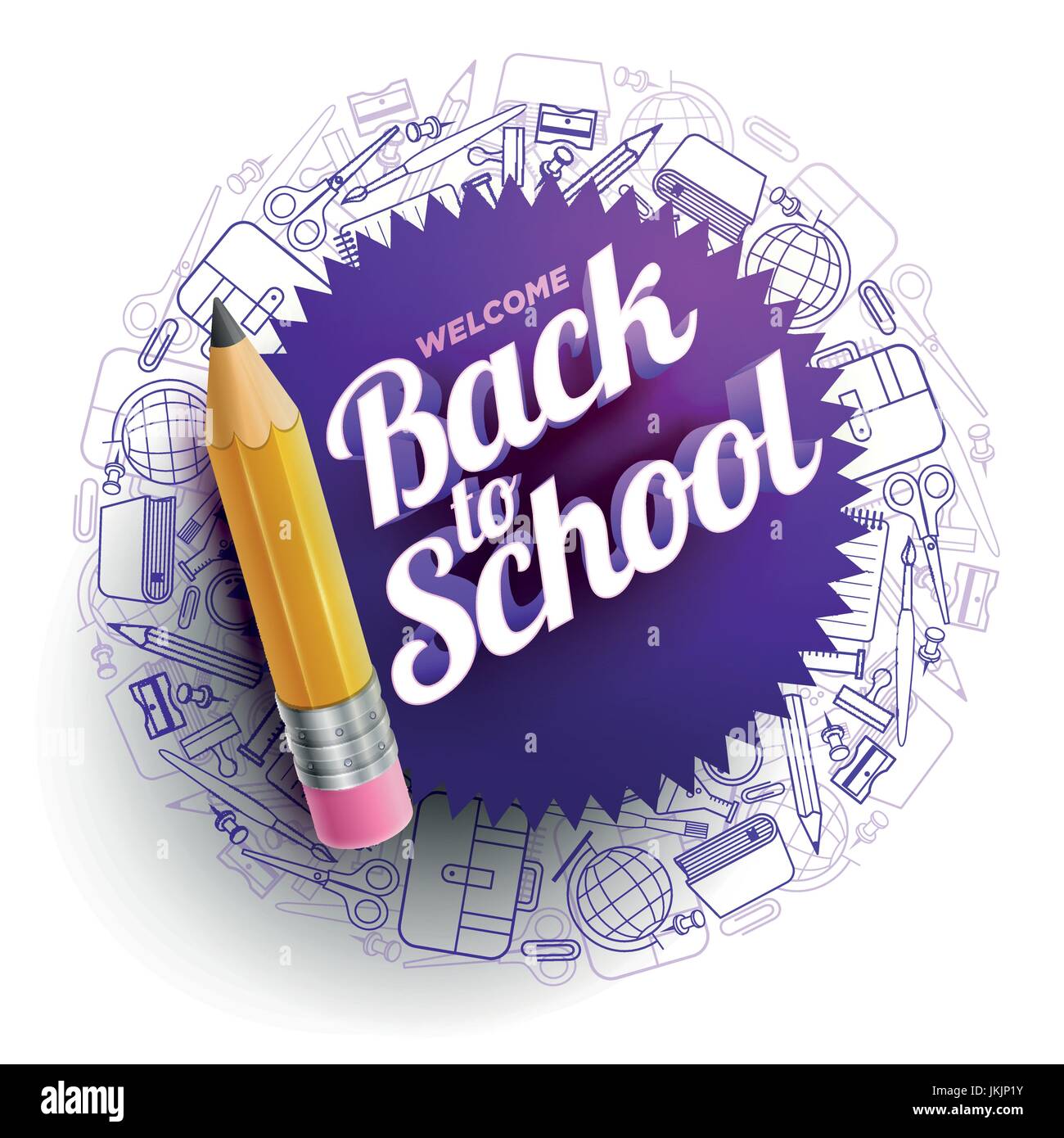 Vector design template for Back to school. school supplies icons, sharp ...