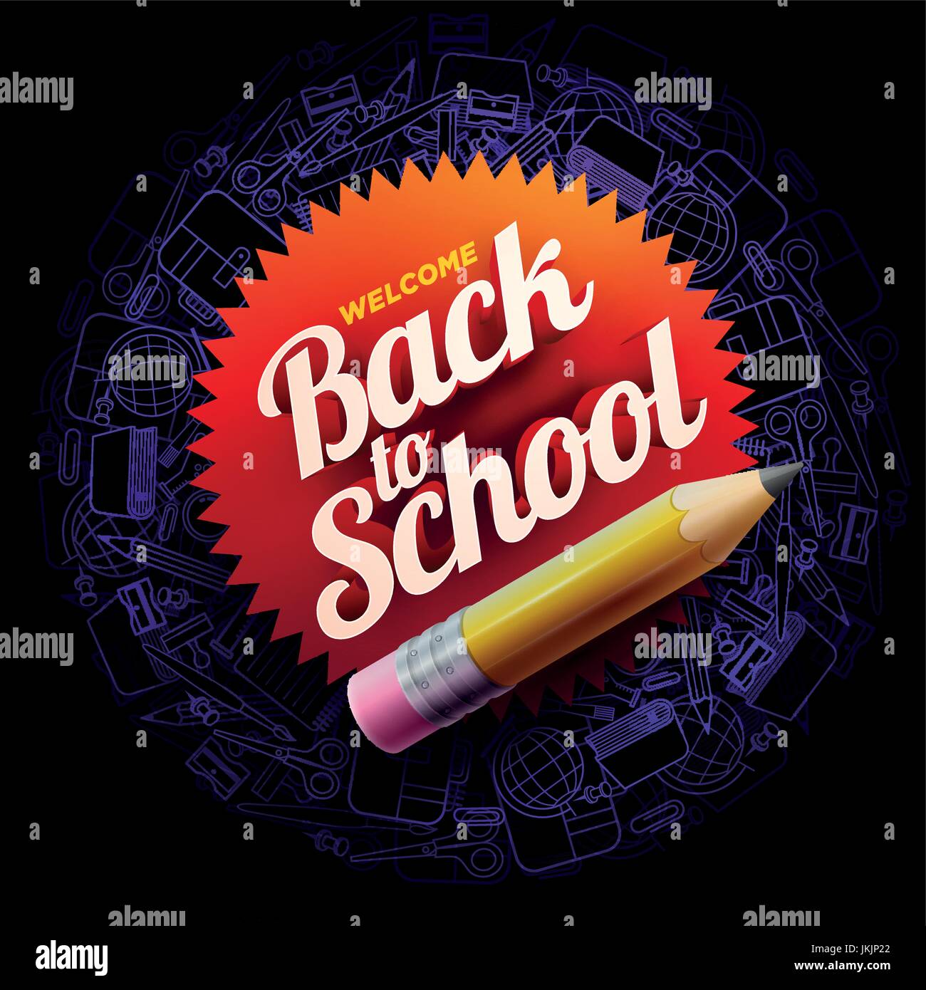 Vector design template for Back to school. school supplies icons, sharp ...