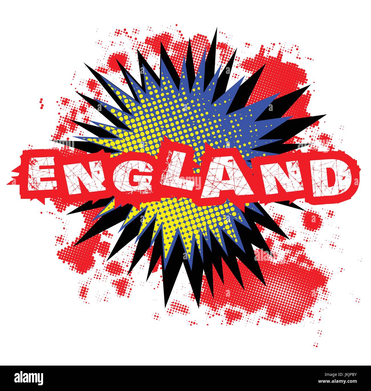 A comic cartoon style England exclamation explosion over a white ...