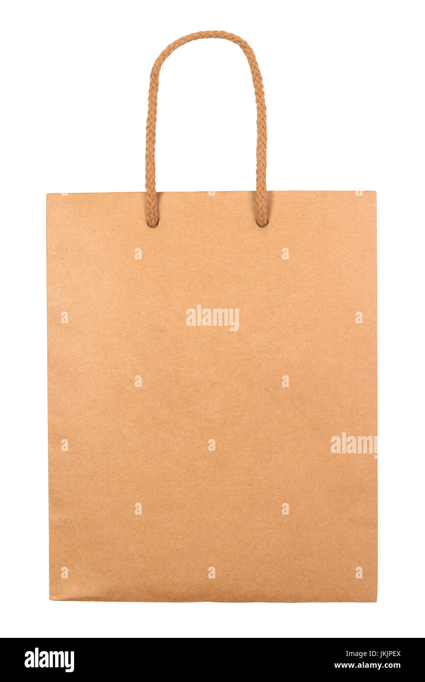 Craft paper bag on white background Stock Photo - Alamy
