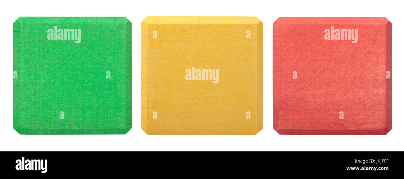 Blank green, yellow, red wooden blocks isolated on white Stock Photo ...