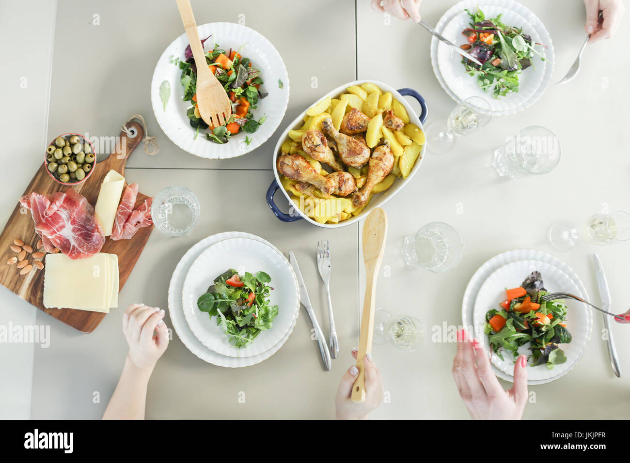 Top view dinner together hi-res stock photography and images - Alamy