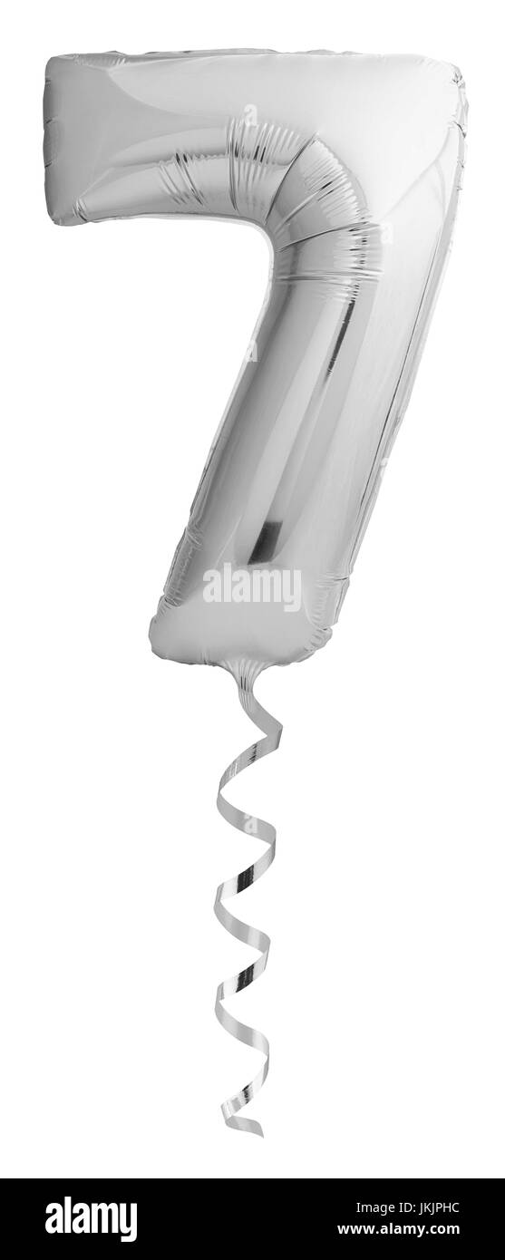Silver metallic number 7 seven made of inflatable balloon Stock Photo ...