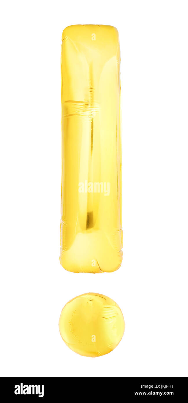 Golden exclamation point made of inflatable balloon Stock Photo - Alamy