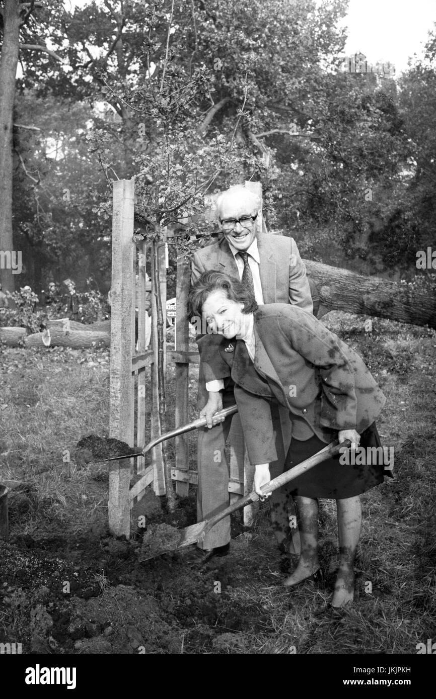 Environment Secretary Nicholas Ridley and his wife, Judy, plant "The ...