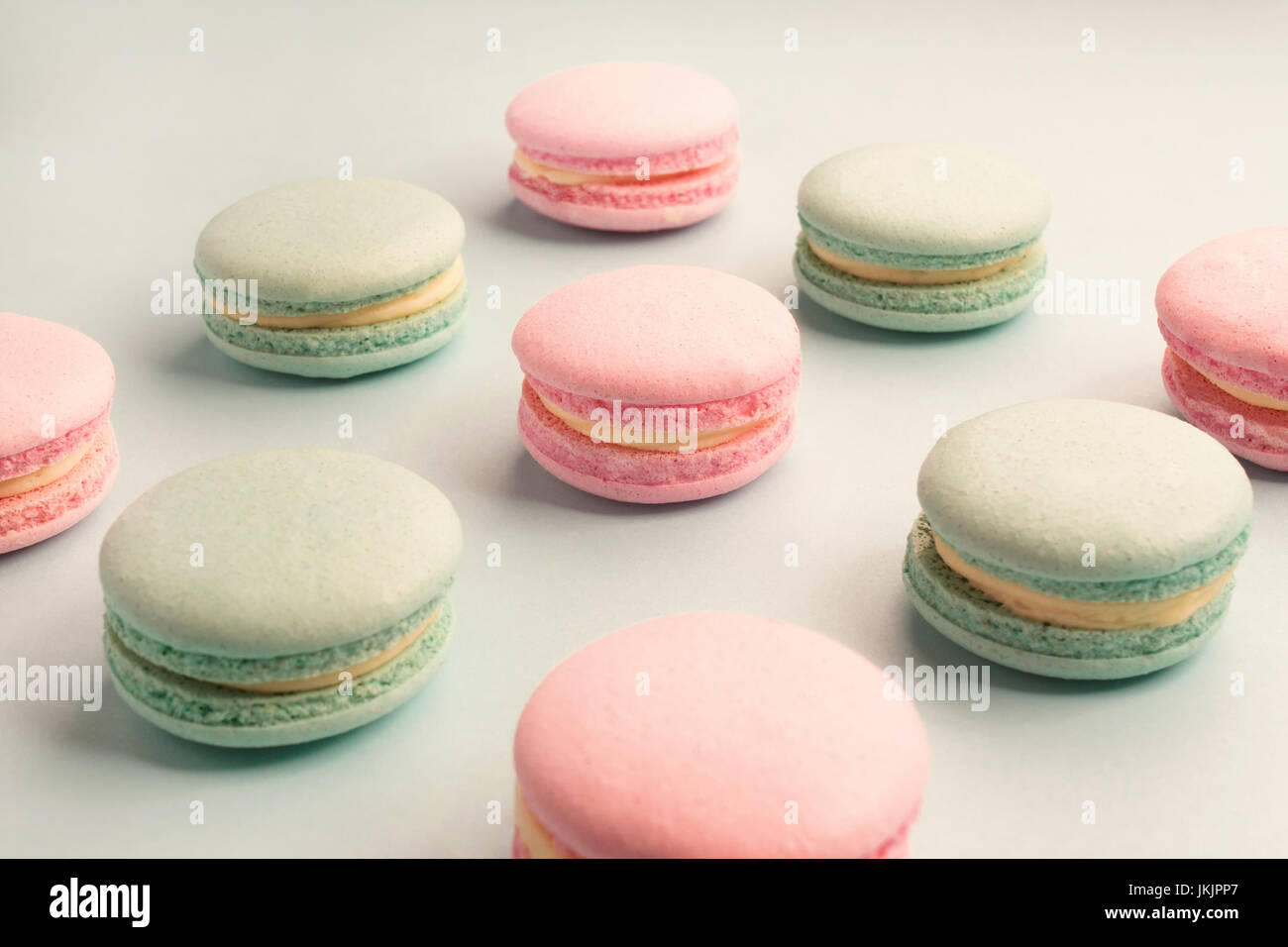 Pink and mint colors macarons Stock Photo - Alamy
