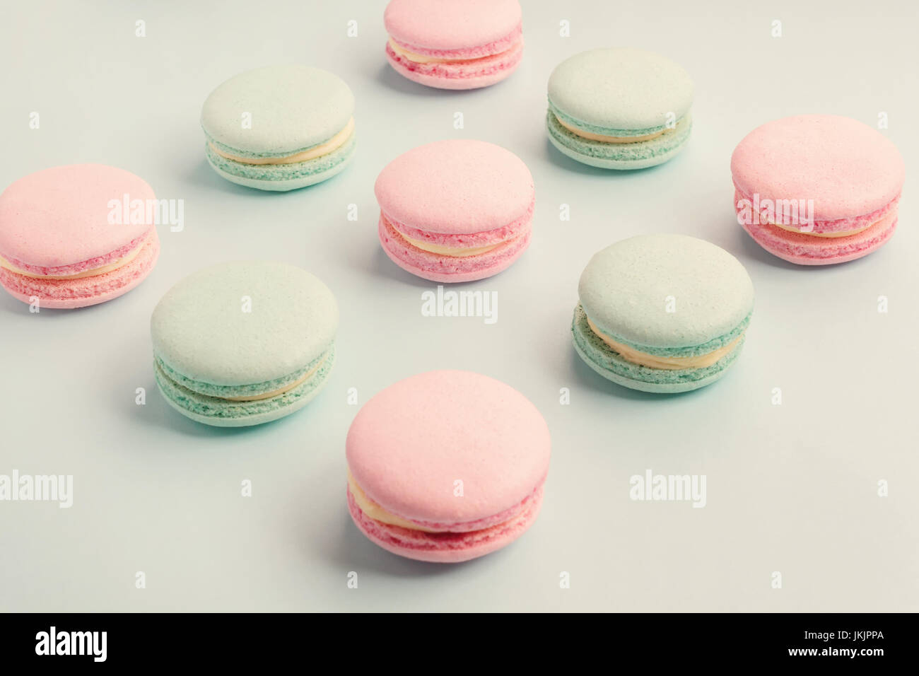 Pink and mint colors macarons Stock Photo - Alamy