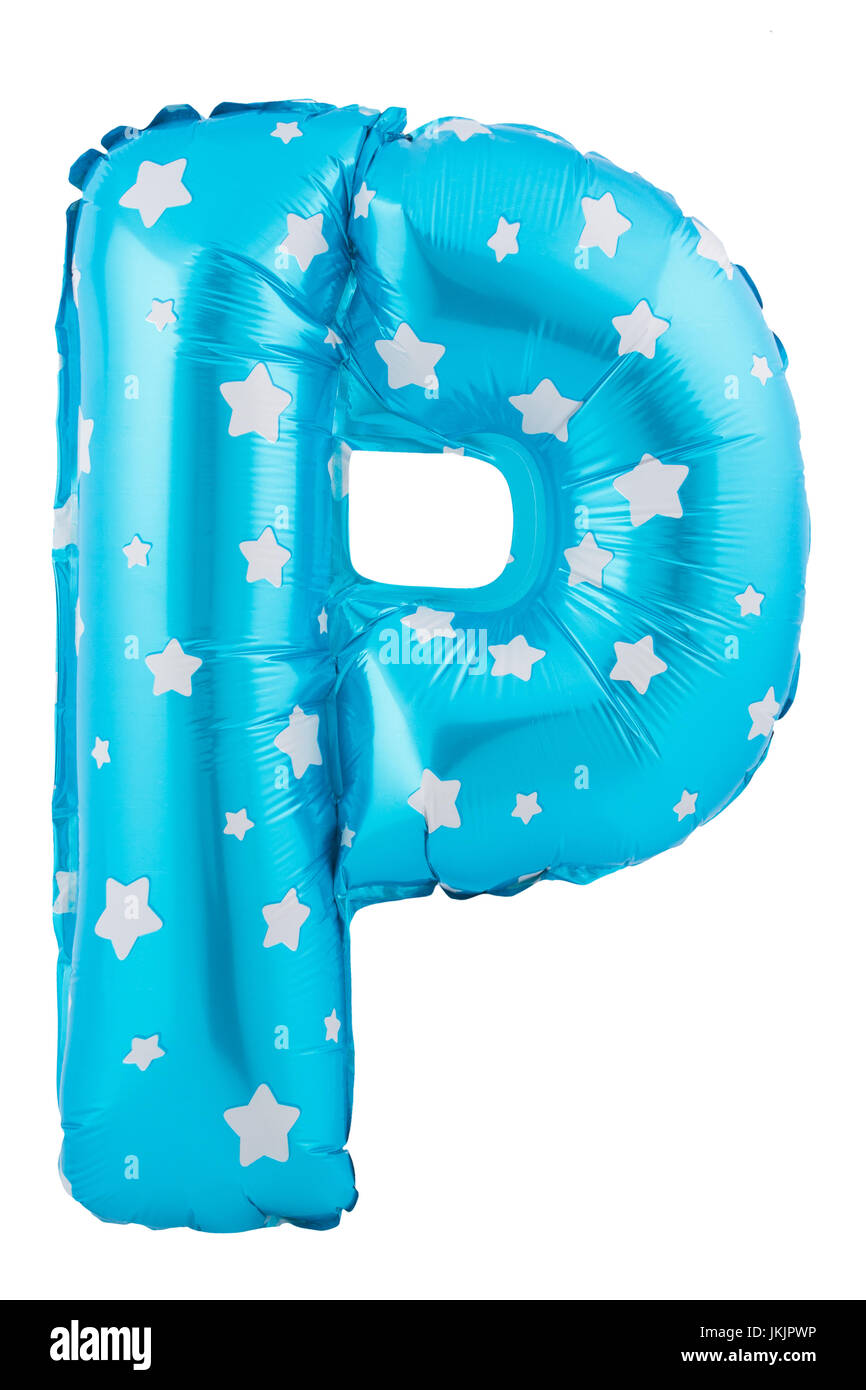 Blue color letter P made of inflatable balloon Stock Photo - Alamy