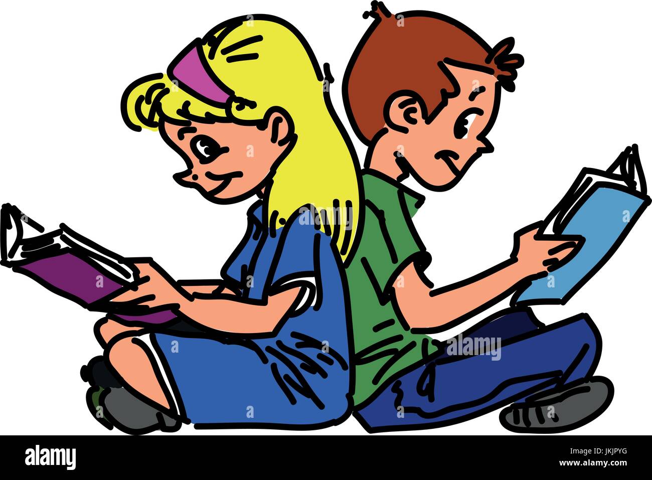 Girl student reading books Stock Vector Images - Alamy