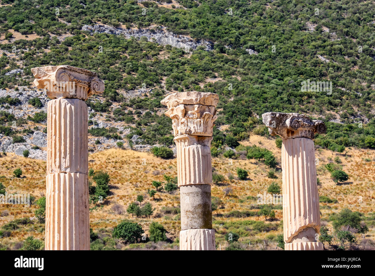 Ruins of columns in ancient city of Ephesus Stock Photo - Alamy