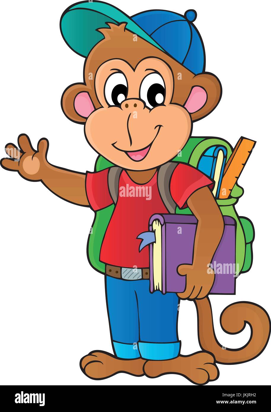 School monkey theme image 1 - eps10 vector illustration Stock Vector ...