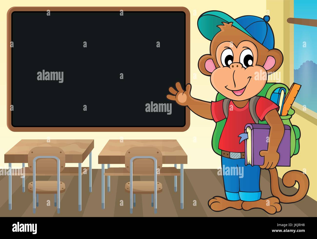 School monkey theme image 2 - eps10 vector illustration Stock Vector ...