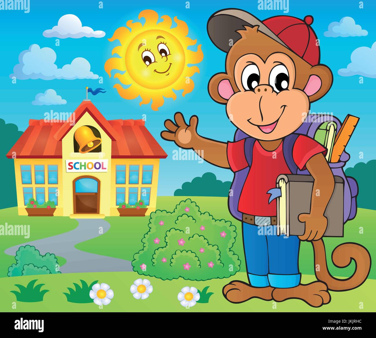 School monkey theme image 3 - eps10 vector illustration Stock Vector ...