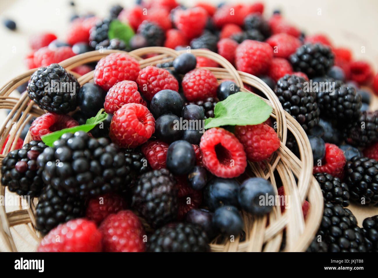 Freshly raspberry blueberry and blackberry. berry fruit antioxidant ...