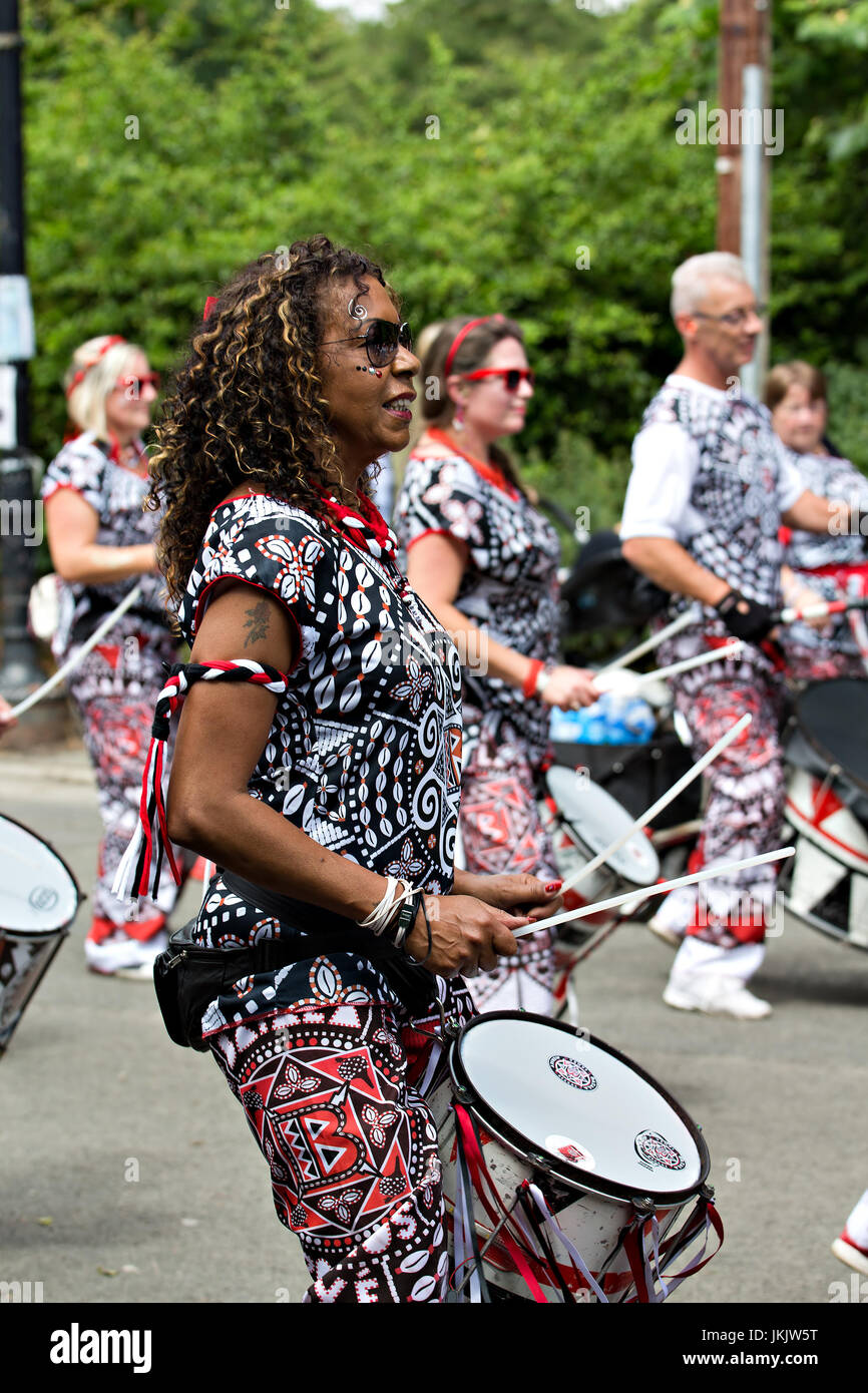 Batala Samba Drum band take part in the parade before the Liverpool ...